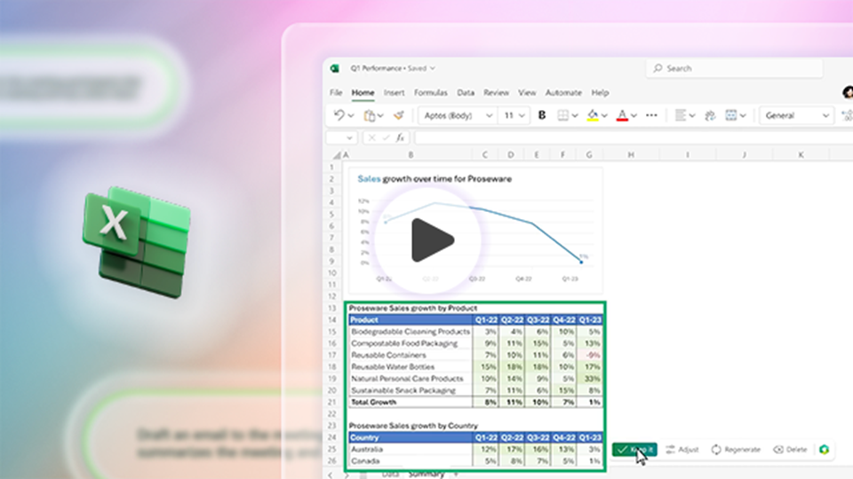Copilot in Excel: Identify trends. Create powerful visualizations. With ease.
